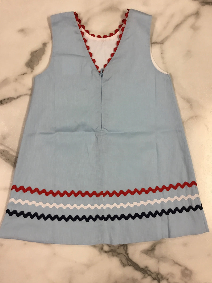 Banana Split-Girls Blue A-line Ric Rac Dress – Lil' Ms. Sew & Sew